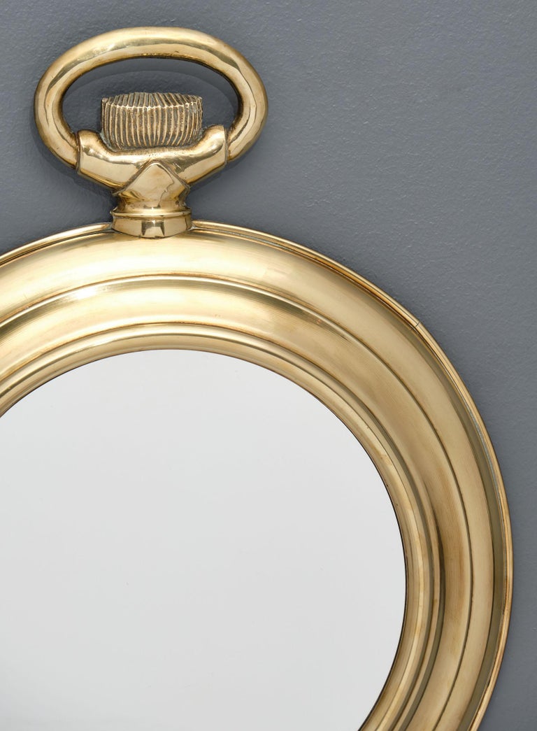 Vintage Brass Pocket Watch Mirror For Sale at 1stDibs
