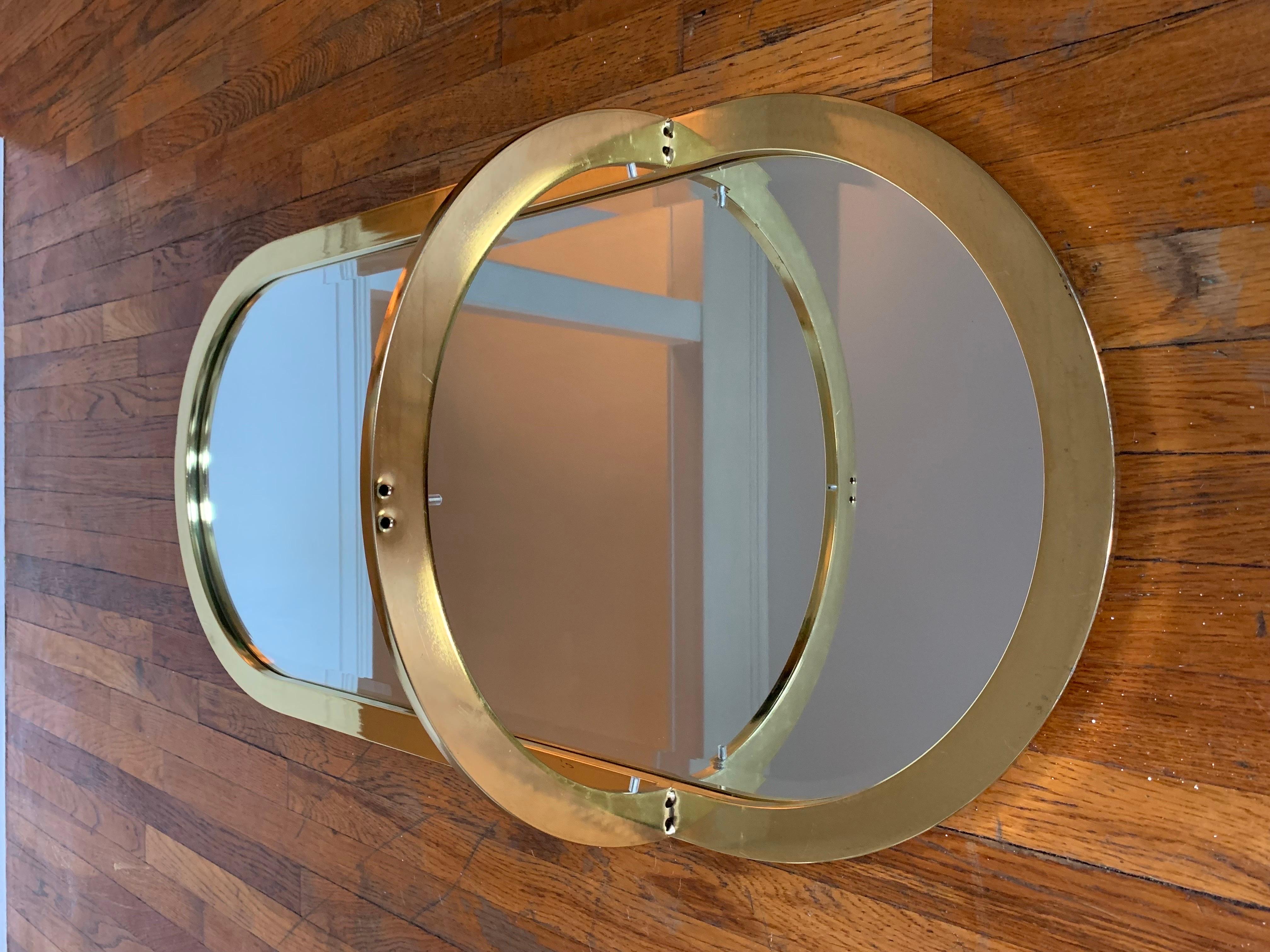 Vintage Brass Racetrack Wall Mirror with Shelf by D.I.A. a-la Milo ...