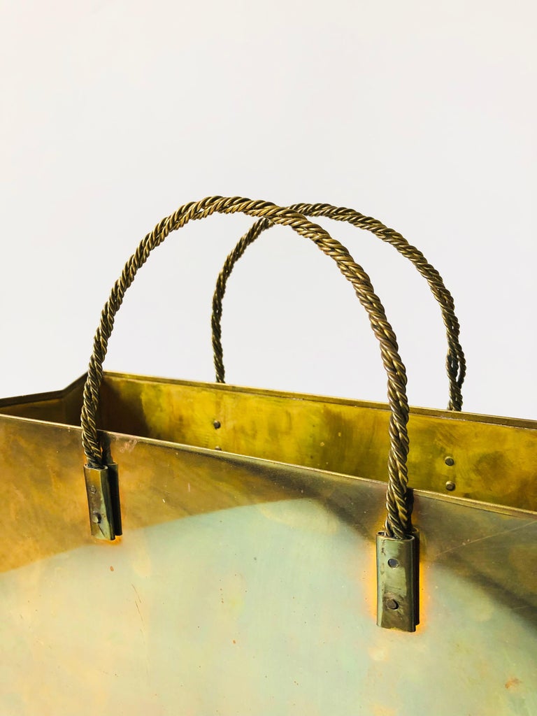 Vintage Brass Shopping Bag Magazine Rack at 1stDibs | metal shopping ...