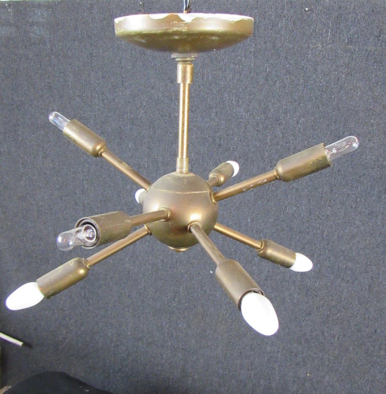 Vintage Brass Sputnik Pendant Chandelier For Sale at 1stDibs