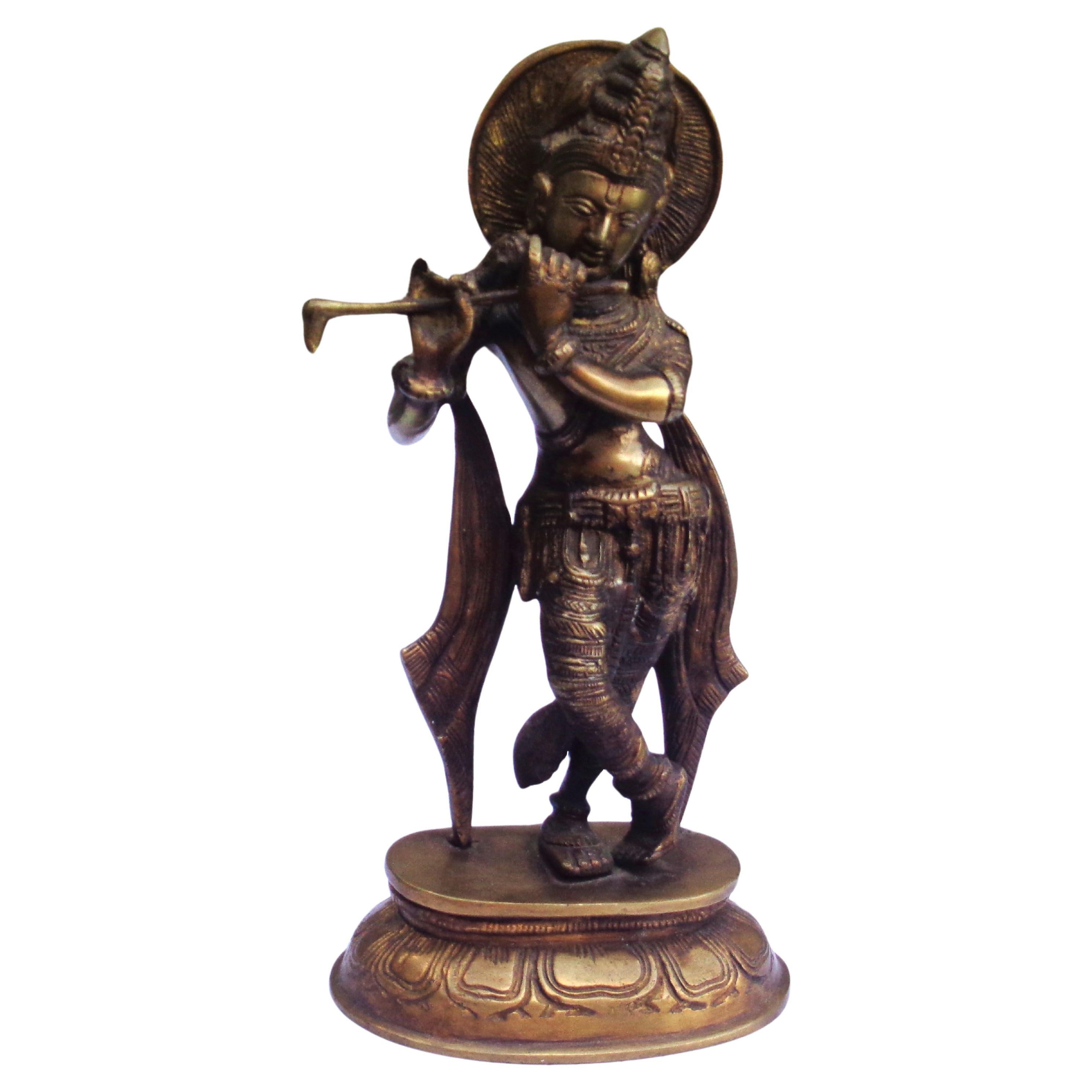 Vintage Brass Standing Figure of a Krishna, India For Sale at 1stDibs