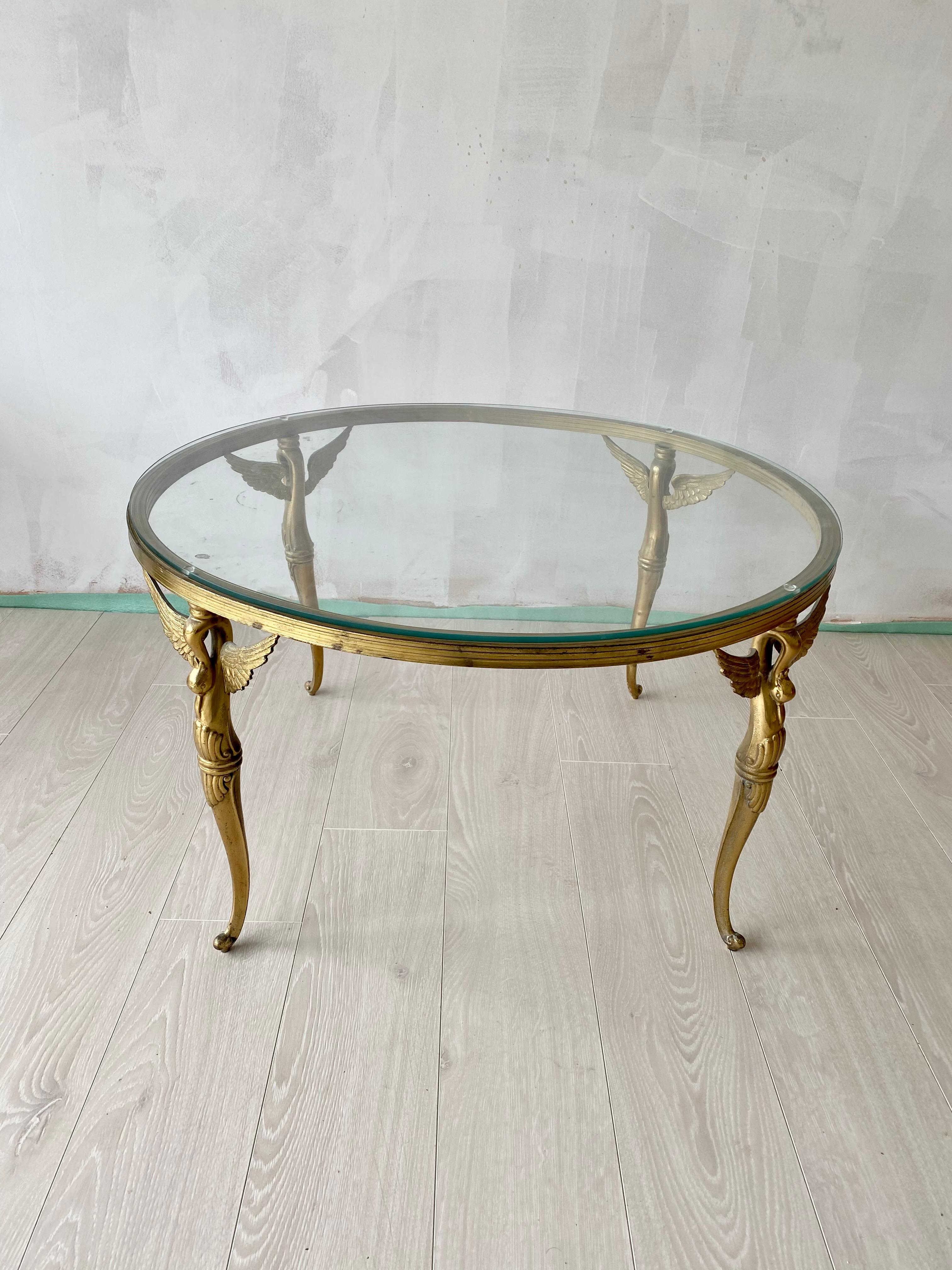 Vintage Brass Swan Round Coffee Table at 1stDibs | antique brass and ...