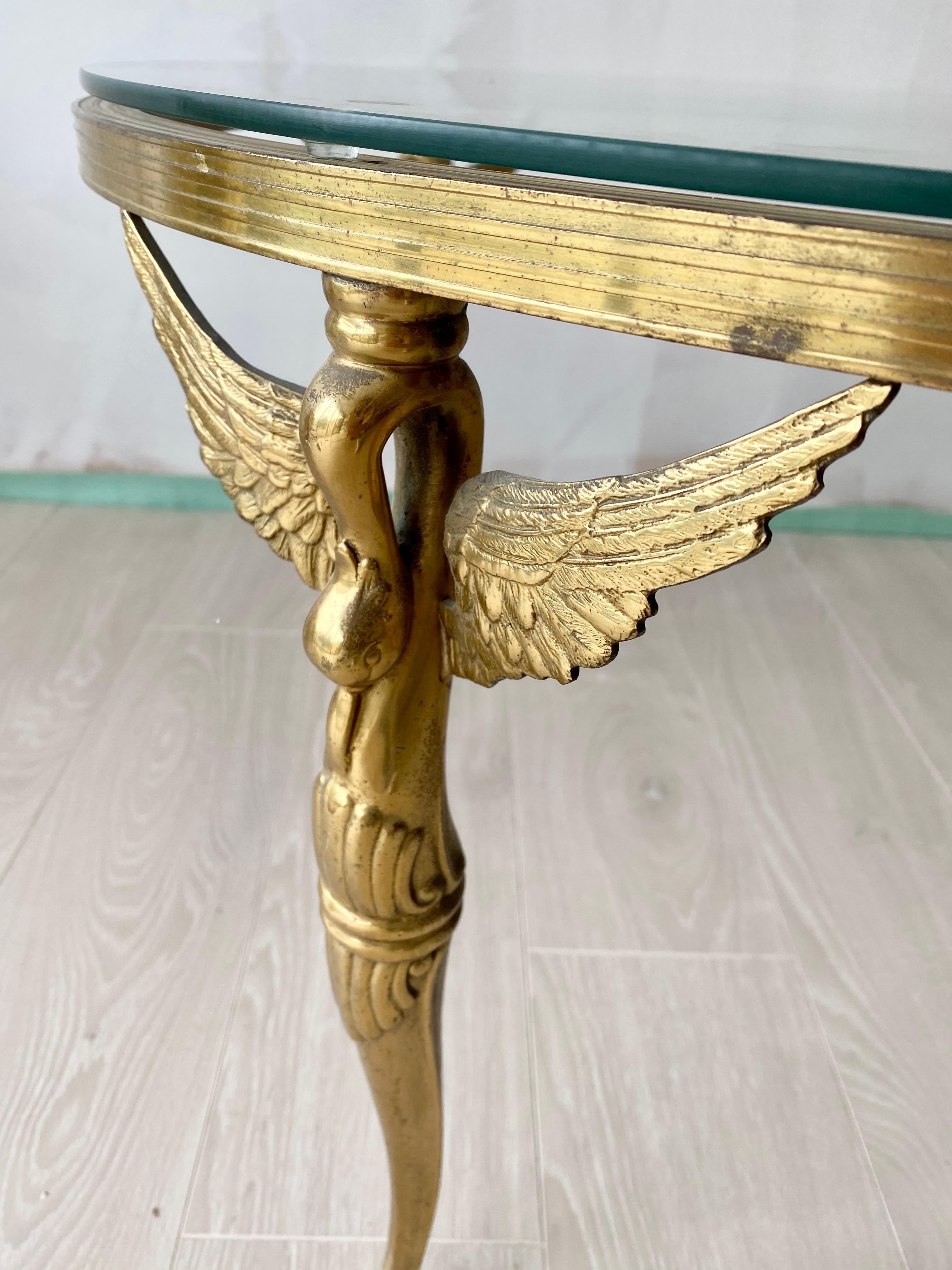 Vintage Brass Swan Round Coffee Table at 1stDibs | antique brass and ...