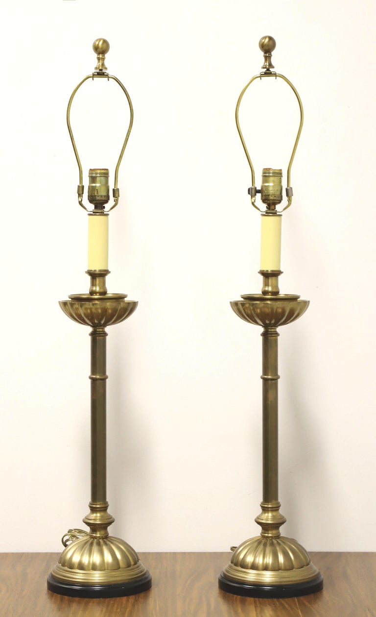 Vintage Brass Traditional Candlestick Table Lamps - Pair For Sale at ...
