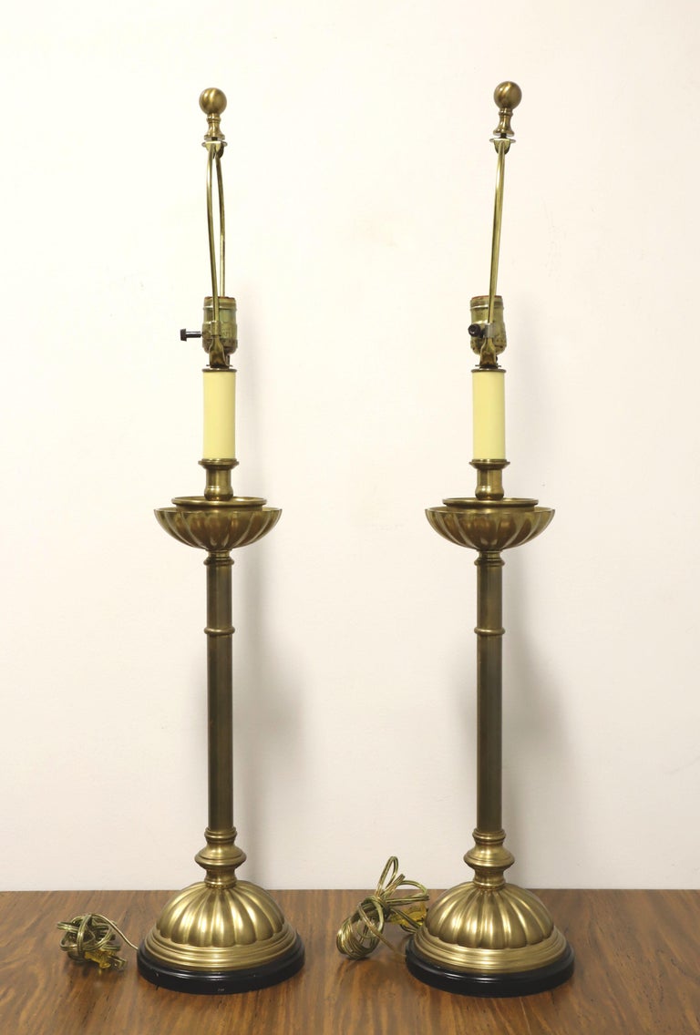 Vintage Brass Traditional Candlestick Table Lamps - Pair For Sale at ...