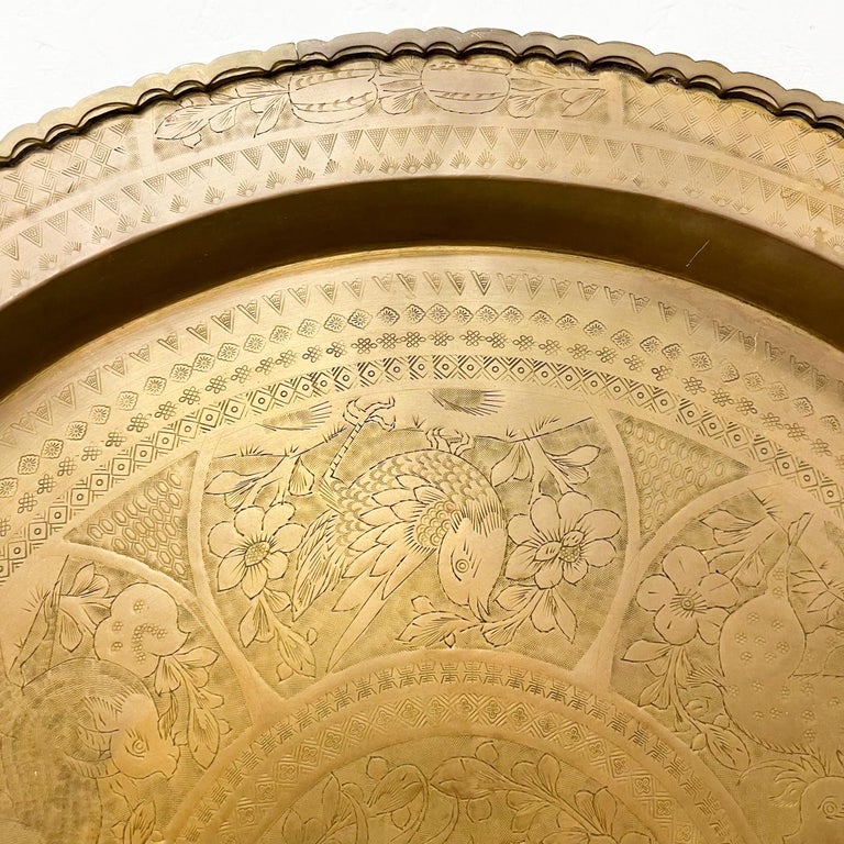 Vintage Brass Tray Floral Detail Decorative Wall Hanging For Sale at ...
