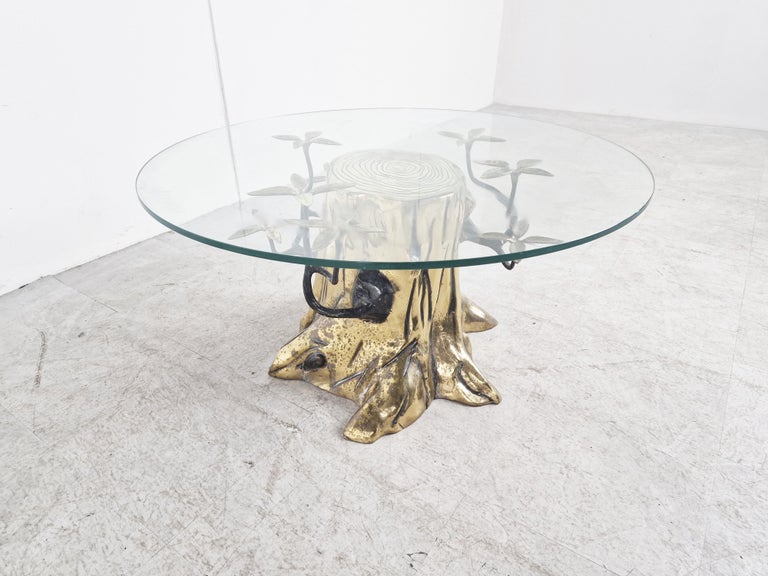 Vintage Brass Tree Coffee Table by Willy Daro, 1970s For Sale at 1stDibs