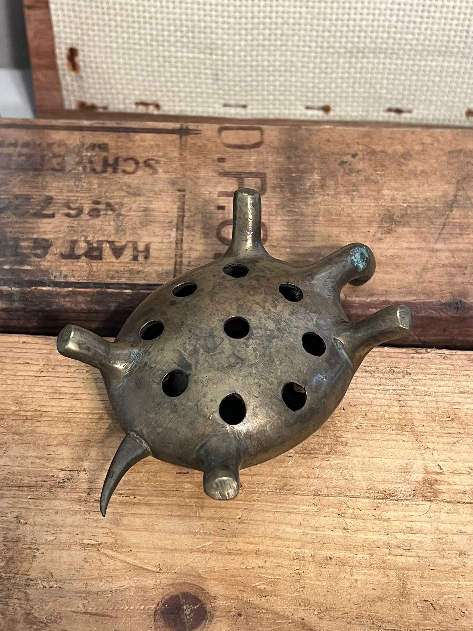 Vintage Brass Turtle with holes Figurine For Sale at 1stDibs