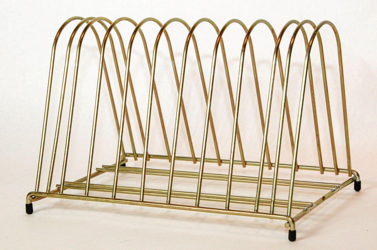 Vintage Brass Wire Record Vinyl Rack Mid-Century Modern, 1960s For Sale ...