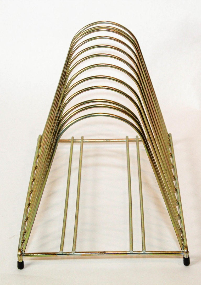 Vintage Brass Wire Record Vinyl Rack Mid-Century Modern, 1960s For Sale ...