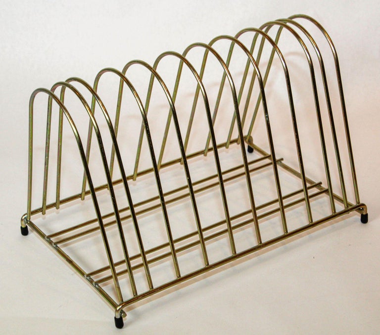 Vintage Brass Wire Record Vinyl Rack Mid-Century Modern, 1960s For Sale ...