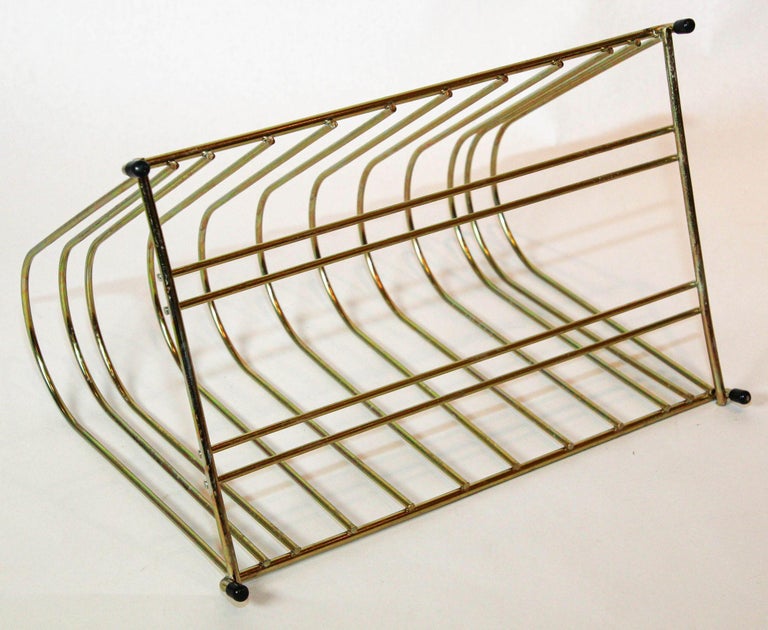 Vintage Brass Wire Record Vinyl Rack Mid-Century Modern, 1960s For Sale ...