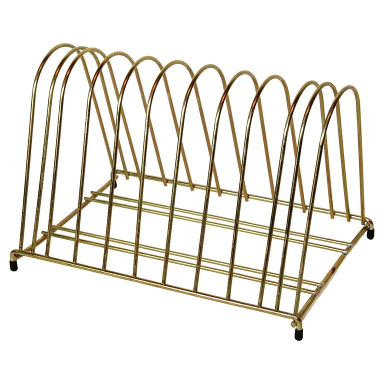 Vintage Brass Wire Record Vinyl Rack Mid-Century Modern, 1960s For Sale ...