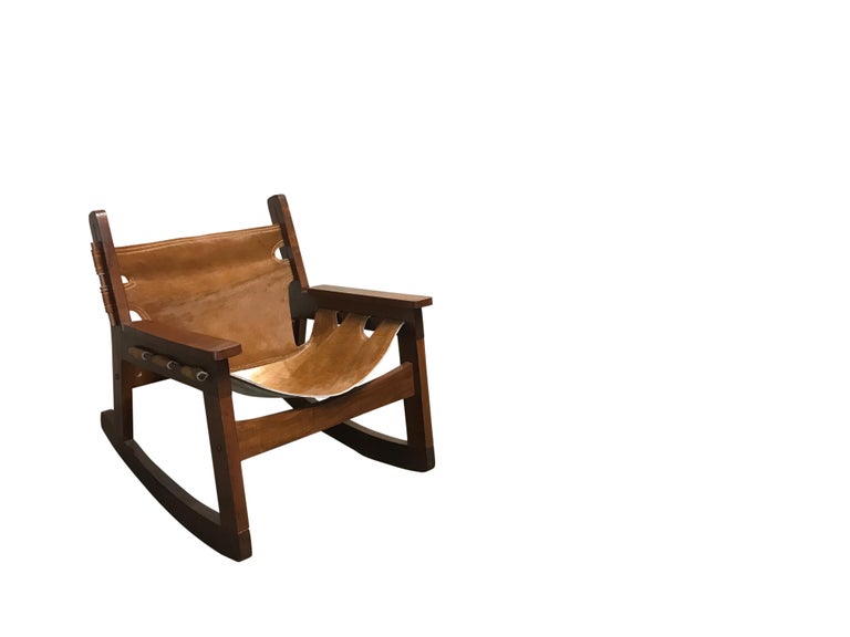 Vintage Brazilian Cowhide Rocking Chair, 1950s at 1stDibs
