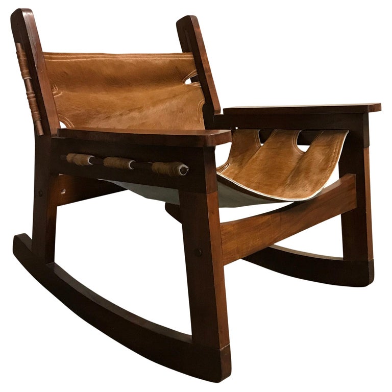 Vintage Brazilian Cowhide Rocking Chair, 1950s at 1stDibs