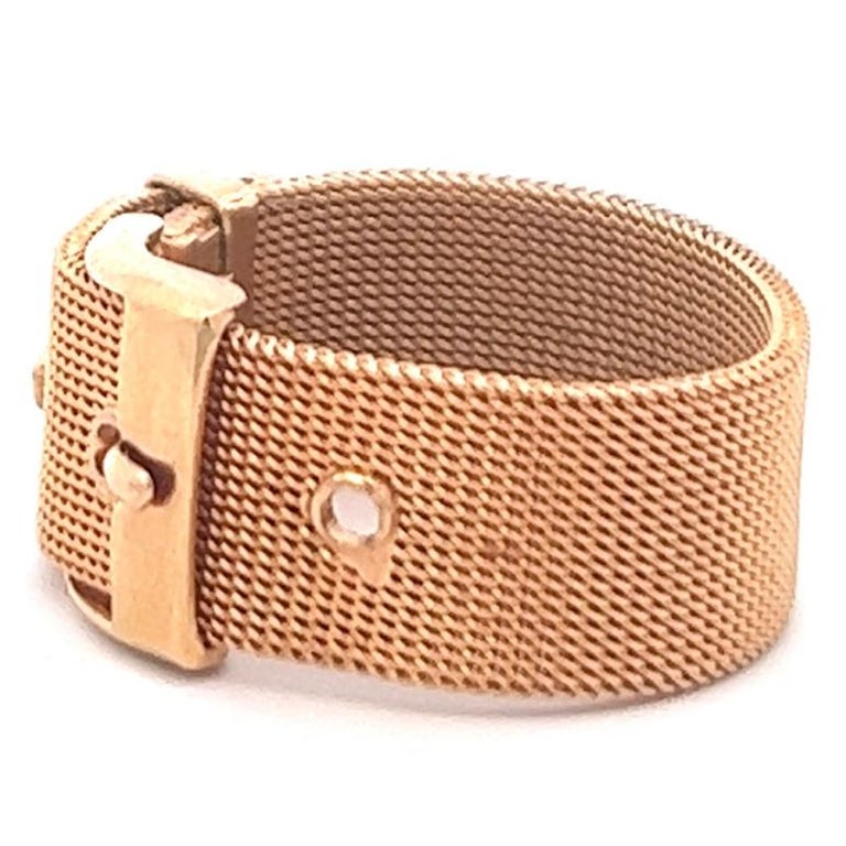 Vintage Brevettat Italy 18 Karat Yellow Gold Mesh Belt Ring For Sale at ...