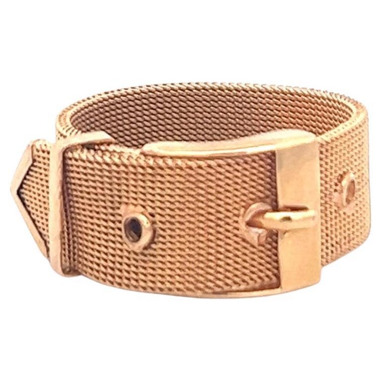 Vintage Brevettat Italy 18 Karat Yellow Gold Mesh Belt Ring For Sale at ...