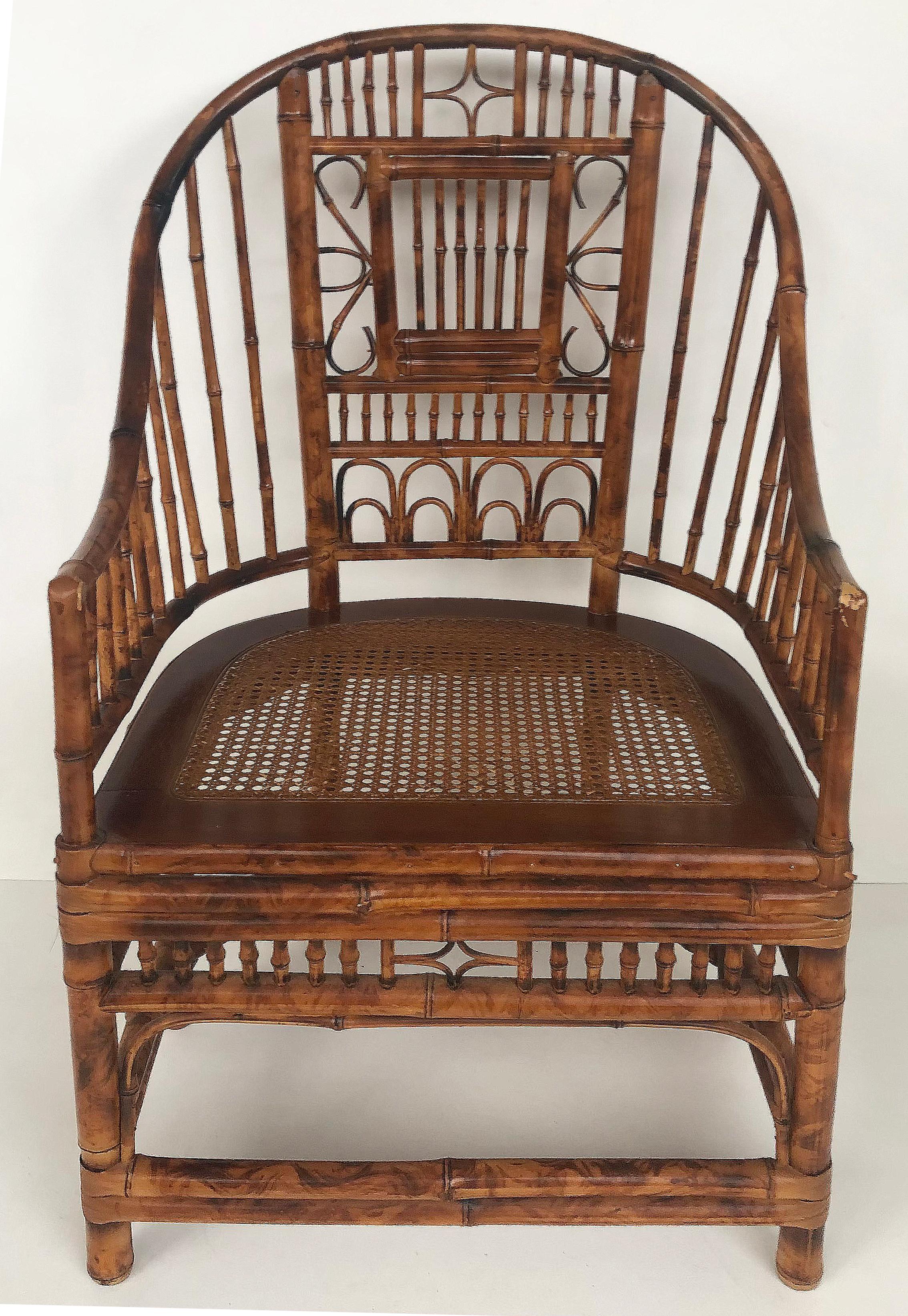 Vintage Brighton Style Chinese Chippendale Armchair in Rattan and Woven ...