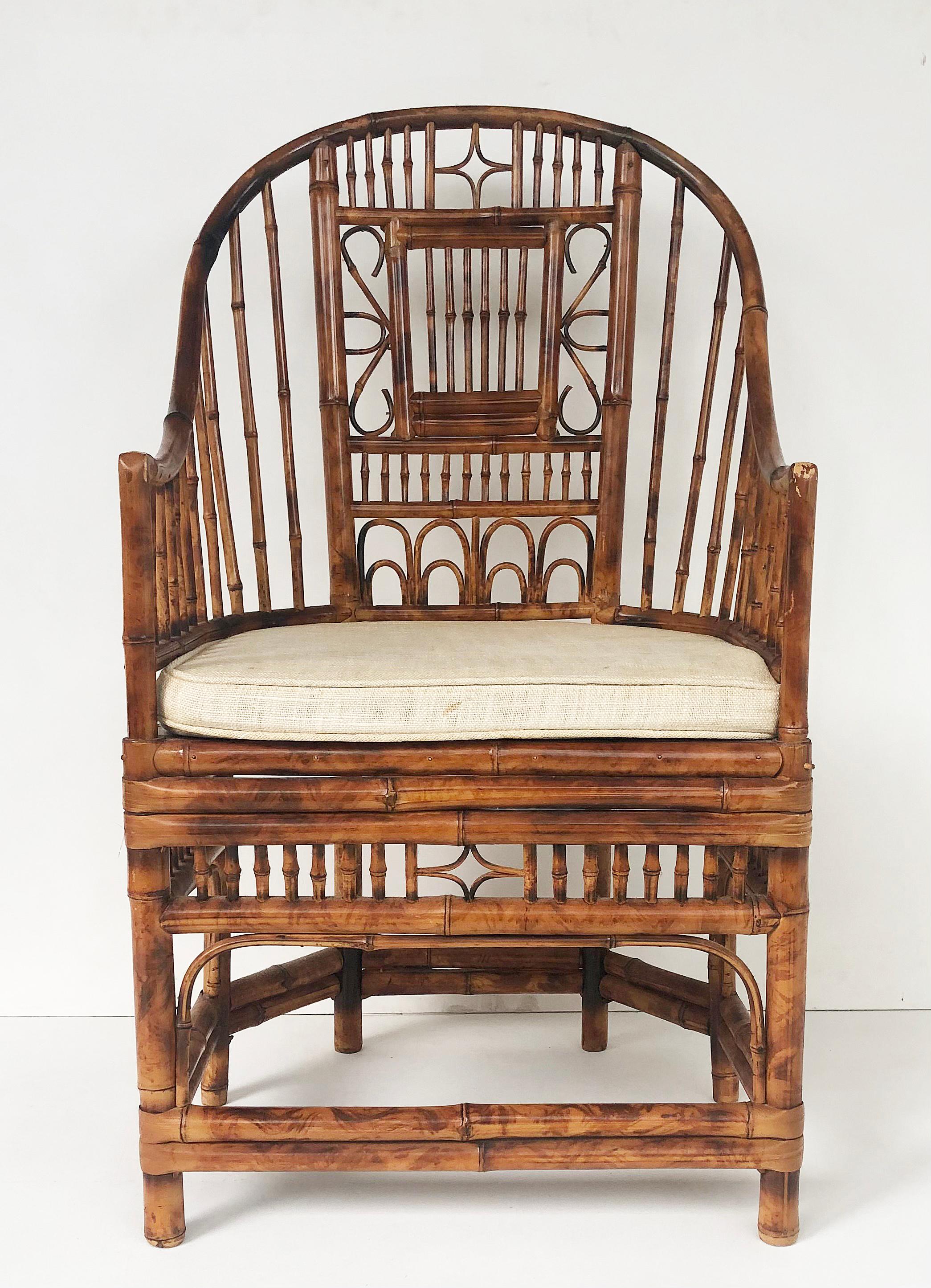 Vintage Brighton Style Chinese Chippendale Armchair in Rattan and Woven ...