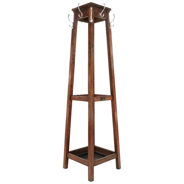 Vintage British Air Ministry Oak Coat Umbrella Stick Stand For Sale at ...