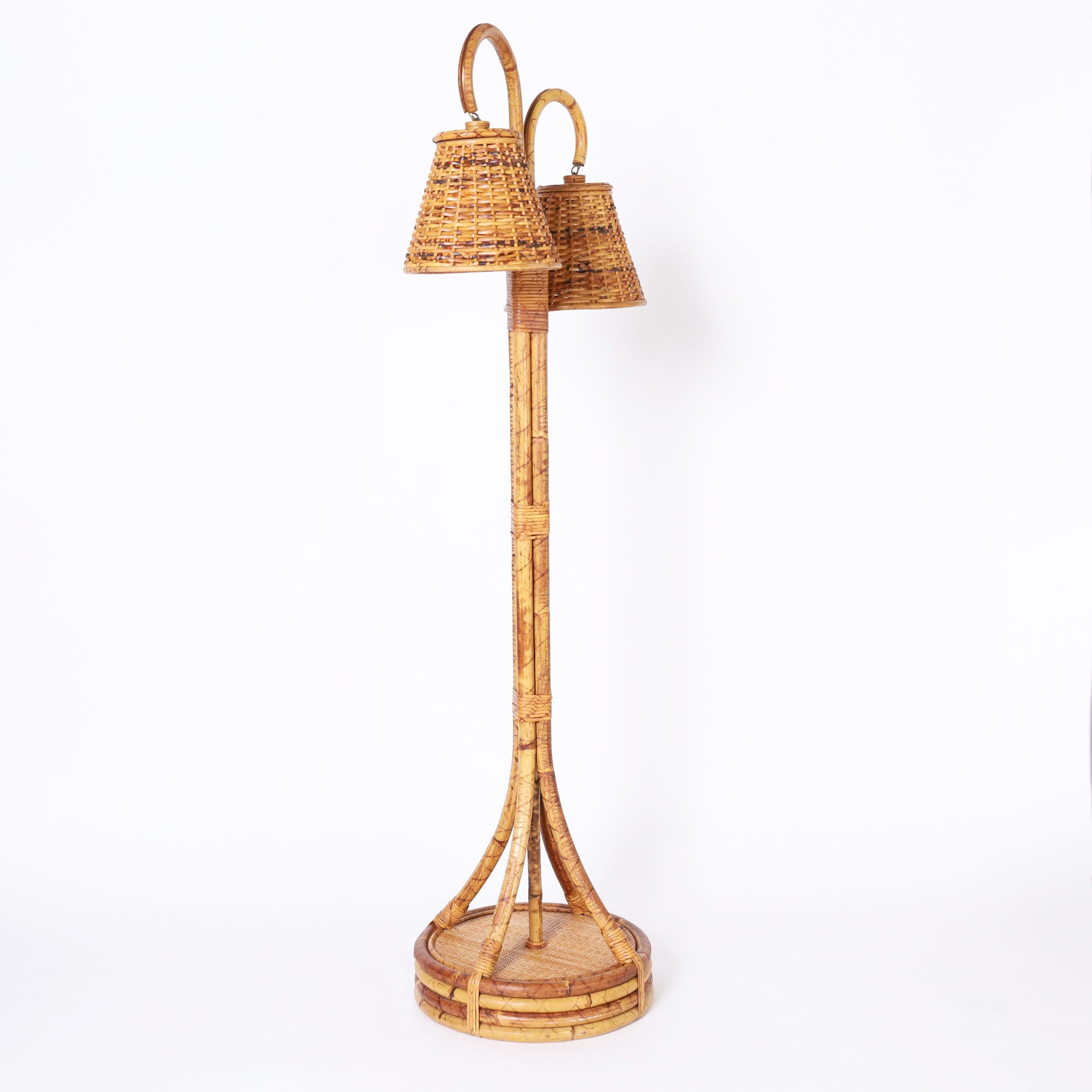 Vintage British Colonial Style Bamboo and Rattan Floor Lamp For Sale at ...