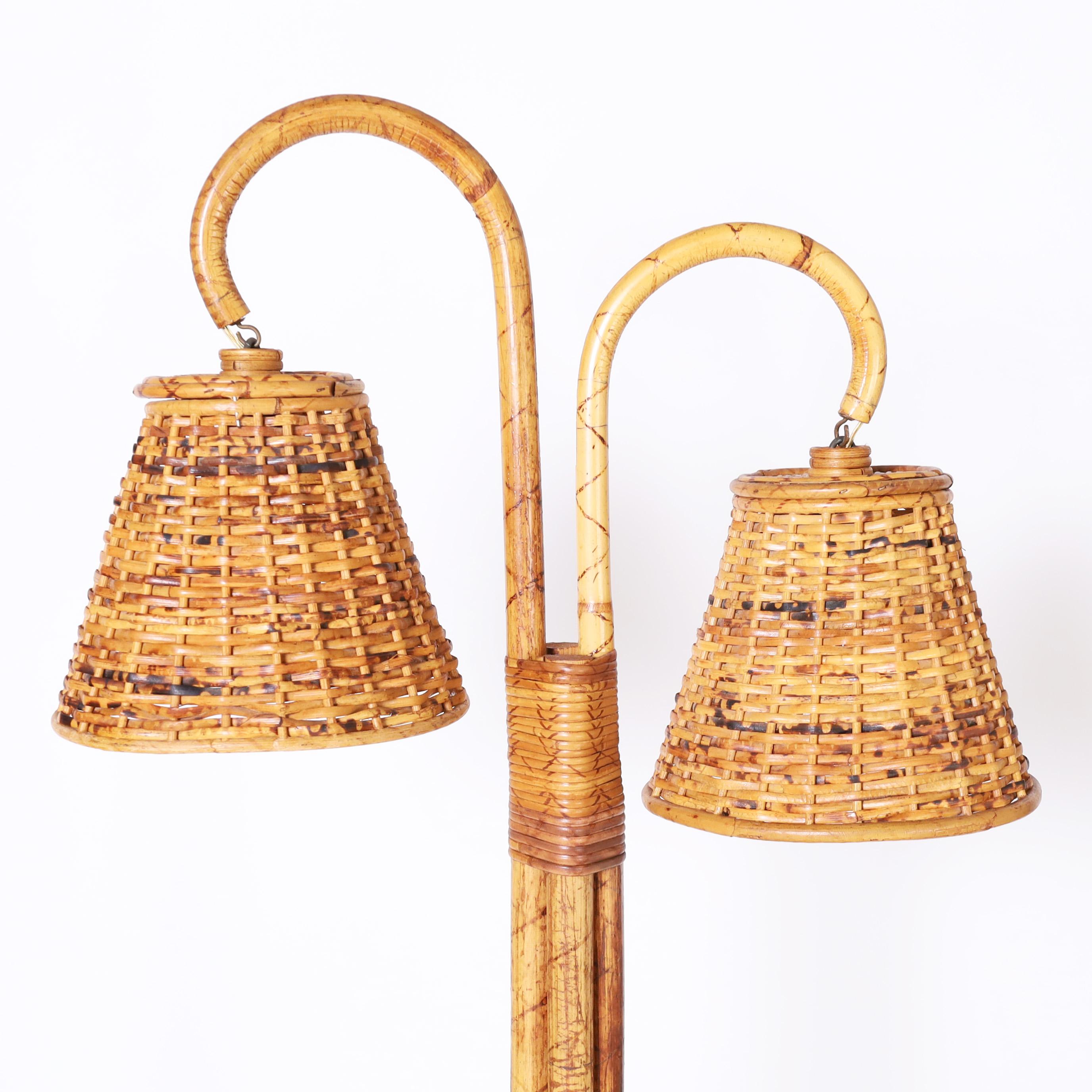 Vintage British Colonial Style Bamboo and Rattan Floor Lamp For Sale at ...