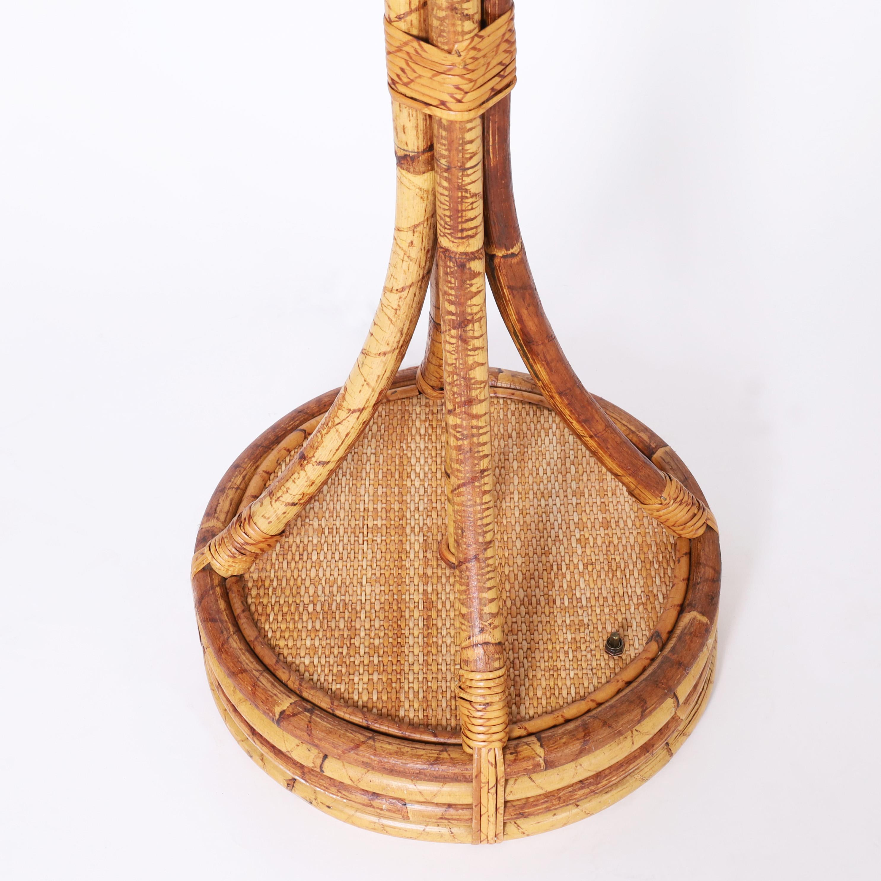 Vintage British Colonial Style Bamboo and Rattan Floor Lamp For Sale at ...