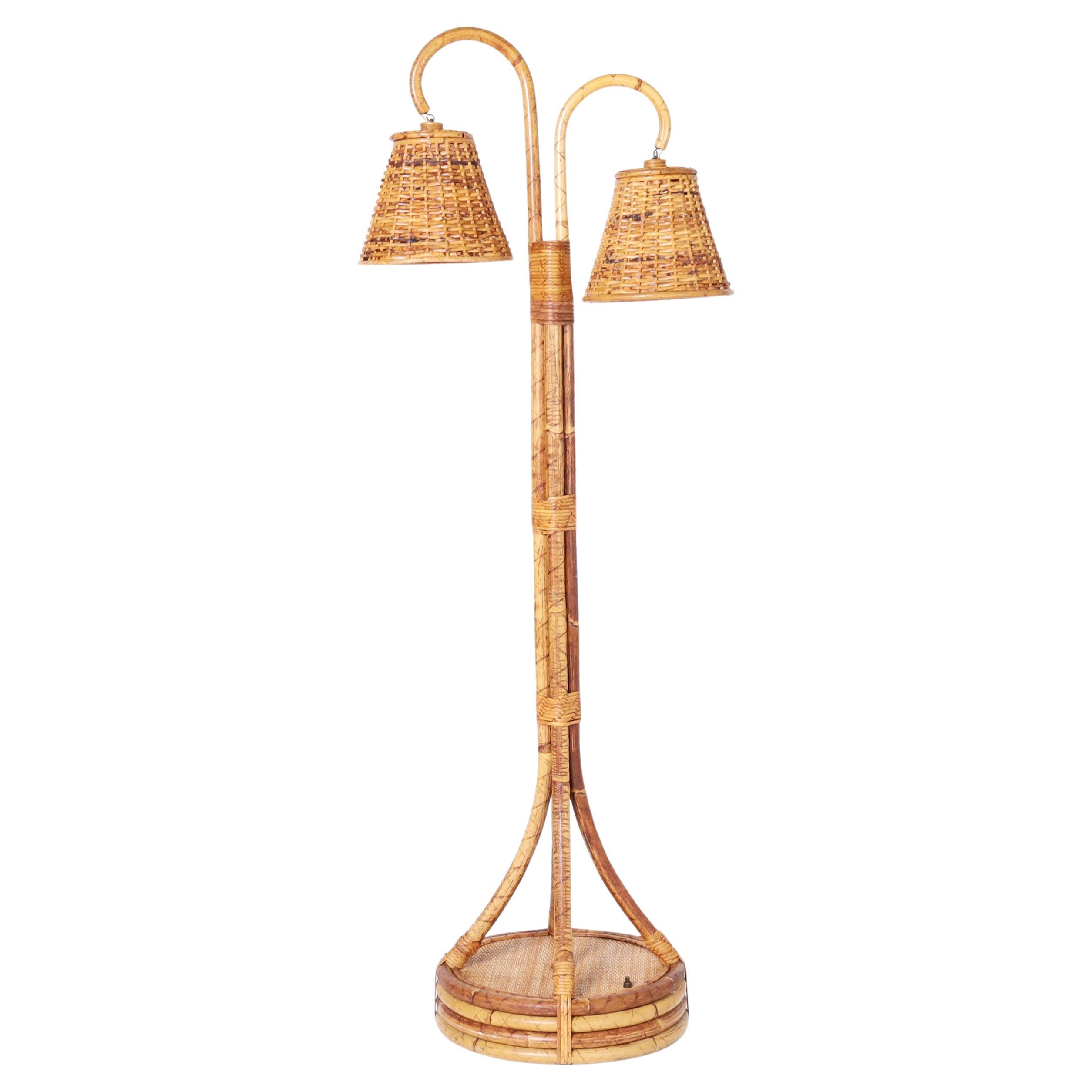 Vintage British Colonial Style Bamboo and Rattan Floor Lamp For Sale at ...