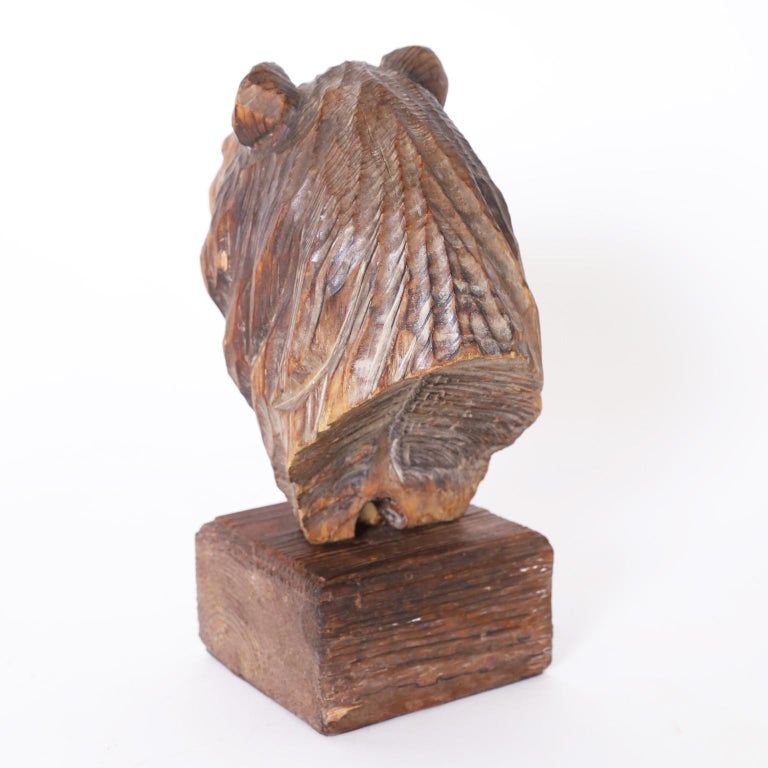 Vintage British Colonial Style Carved Wood Lion Head For Sale at 1stDibs