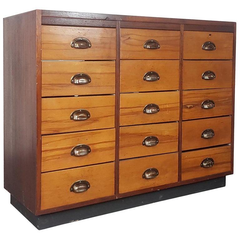 Vintage British Haberdashery Shop Counter in Teak and Mahogany at 1stDibs