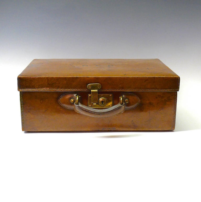 Vintage British Leather Suitcase, circa 1910 at 1stDibs | 1910s suitcase