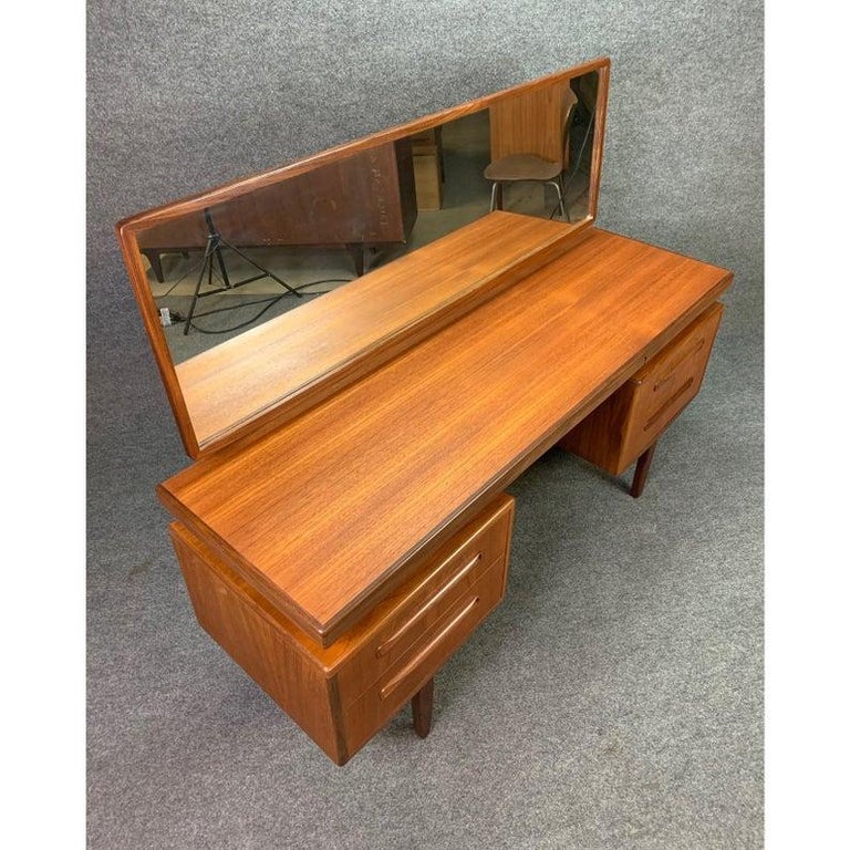 Vintage British Mid-Century Modern Teak "Fresco" Vanity and Mirror by G ...