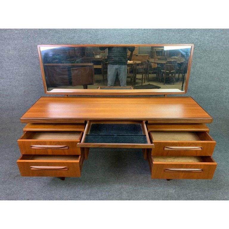 Vintage British Mid-Century Modern Teak "Fresco" Vanity and Mirror by G ...