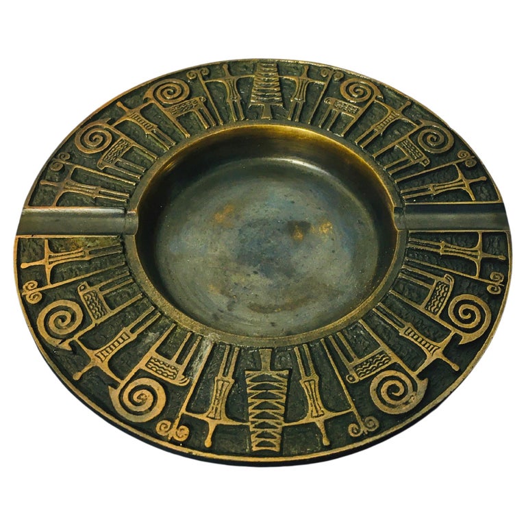 Vintage Bronze Ashtray with Brutalist Abstarct Decor, 1960s For Sale at ...