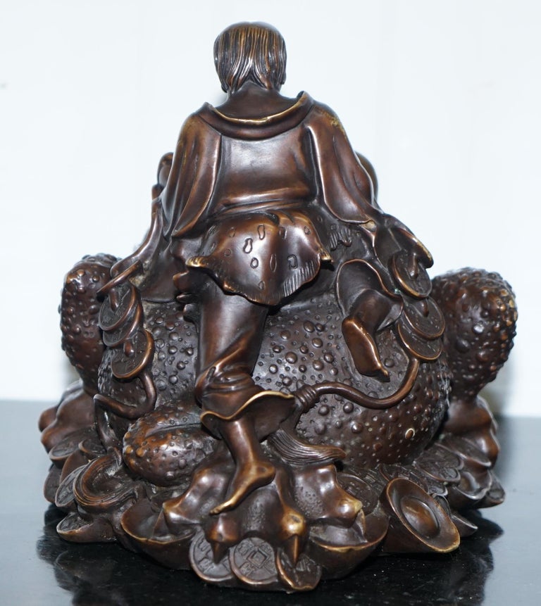 Vintage Bronze Chinese Jin Chan / Chan Chu Wealth Calling Toad Frog ...