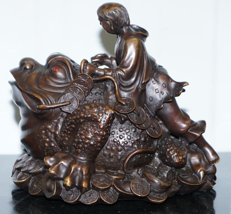 Vintage Bronze Chinese Jin Chan / Chan Chu Wealth Calling Toad Frog ...