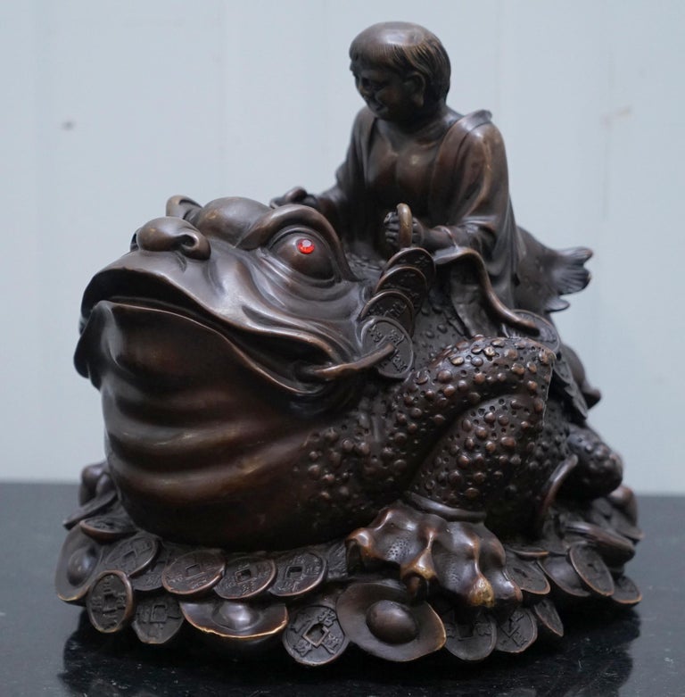 Vintage Bronze Chinese Jin Chan / Chan Chu Wealth Calling Toad Frog ...