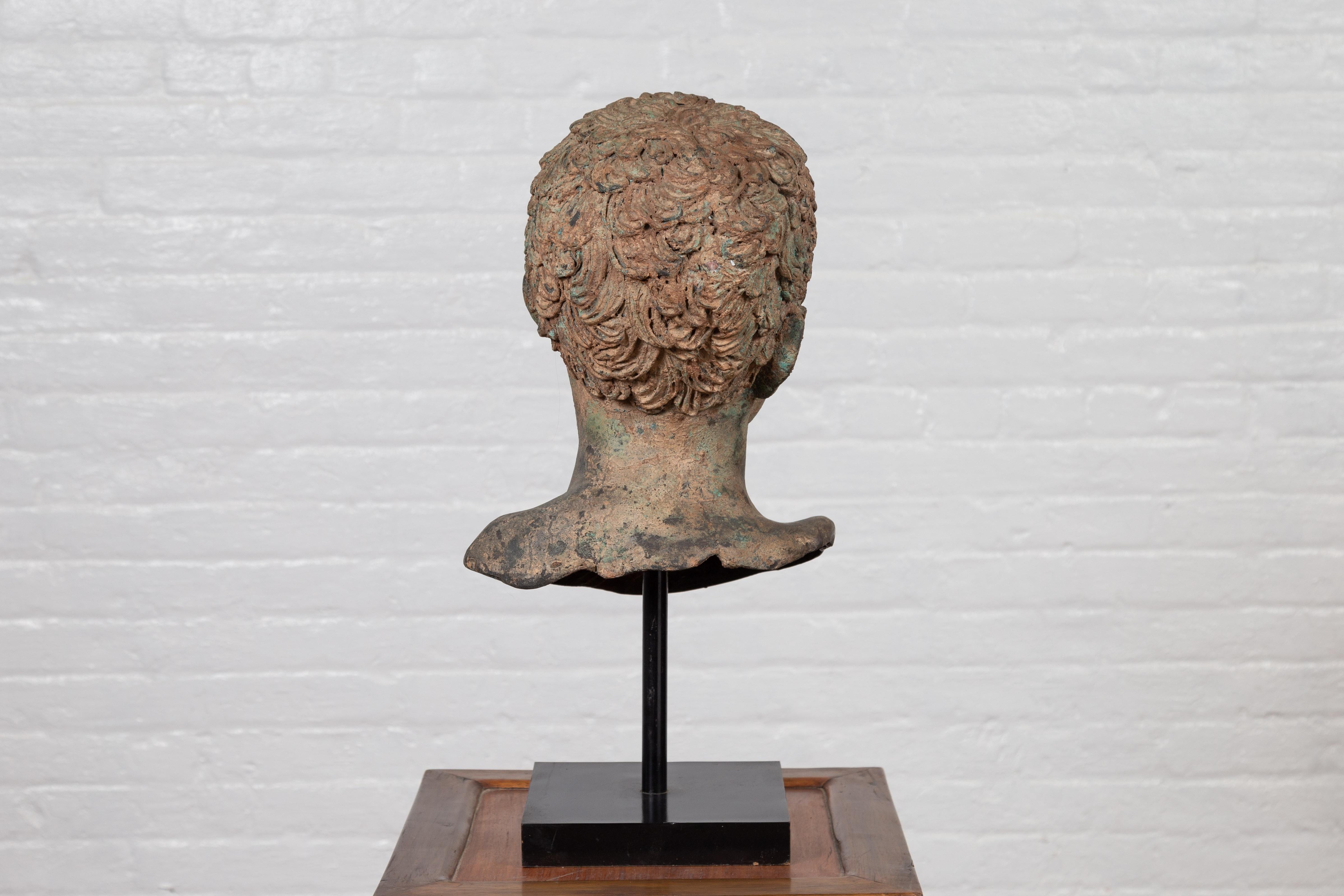 Vintage Bronze Classical Bust of a Greco Roman Philosopher Mounted on ...