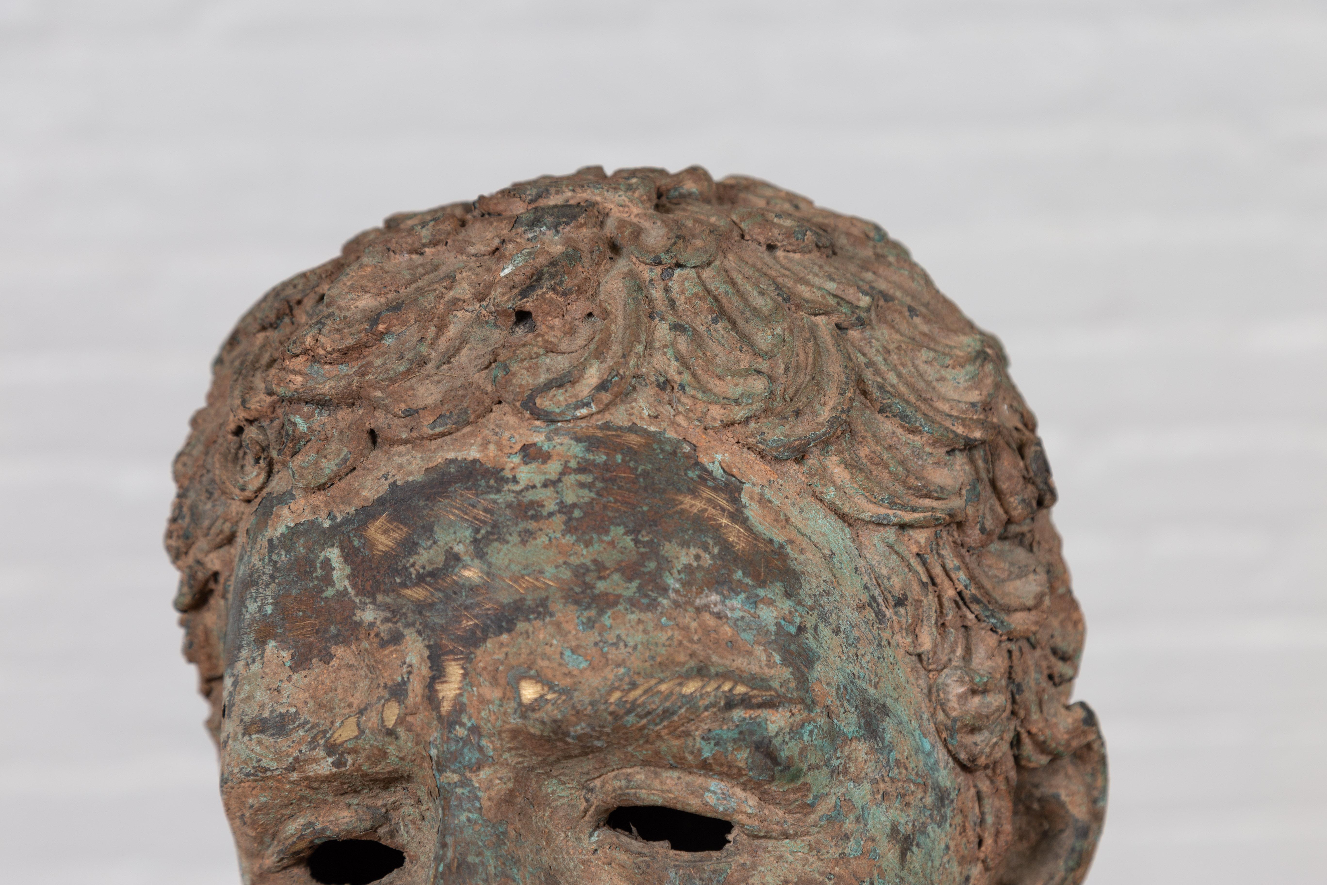 Vintage Bronze Classical Bust of a Greco Roman Philosopher Mounted on ...