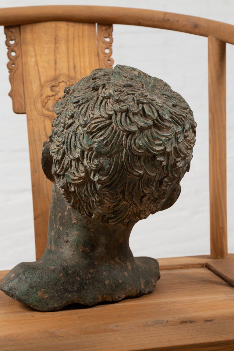 Vintage Bronze Classical Bust of a Roman Philosopher with Verdigris ...
