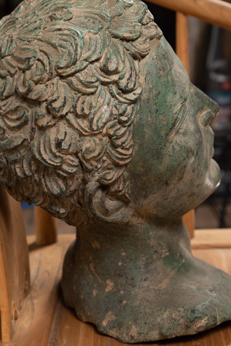 Vintage Bronze Classical Bust of a Roman Philosopher with Verdigris ...