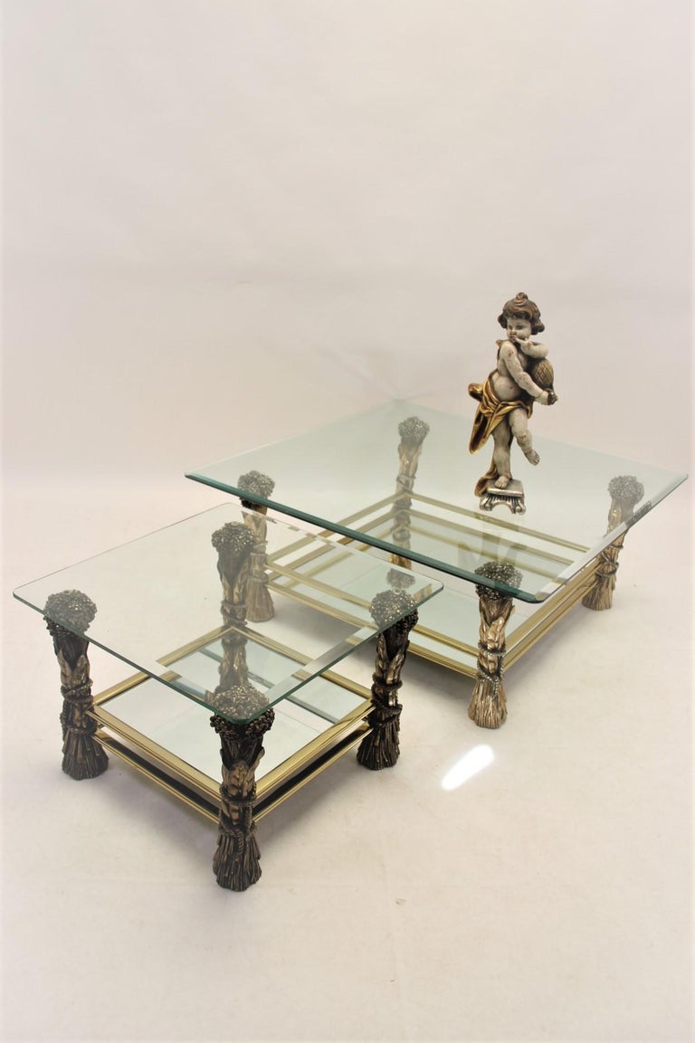 Vintage Bronze Coffee and Side Table Set with Grain Motif For Sale at ...