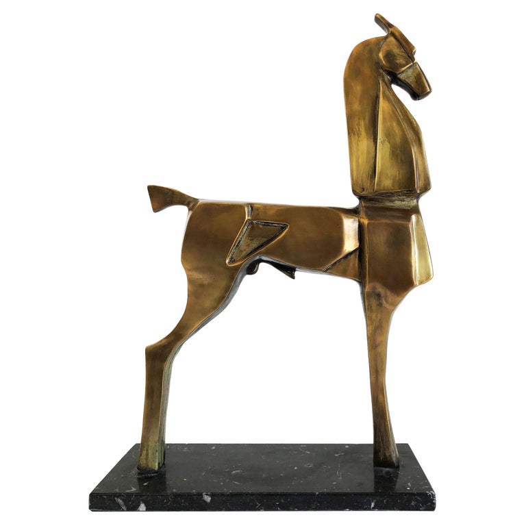 Vintage Bronze Cubist Abstract Horse Sculpture, Art Deco Style at 1stDibs