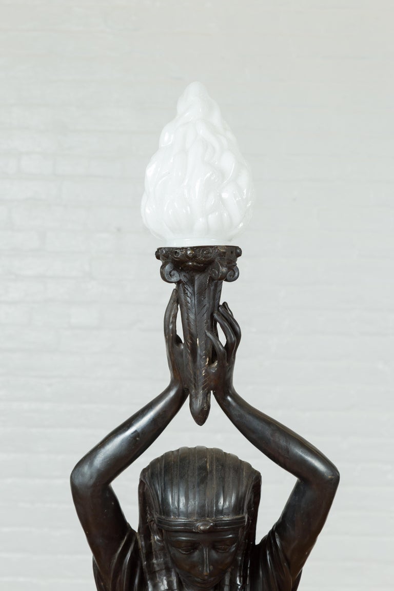 Vintage Bronze Egyptian Female Pharaoh Statue with Nemes and Glass ...