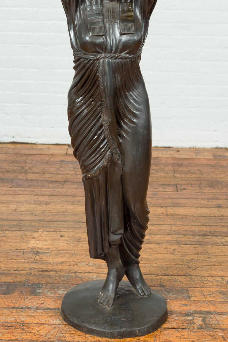Vintage Bronze Egyptian Female Pharaoh Statue with Nemes and Glass ...