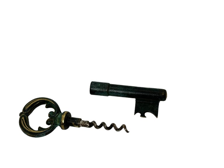 Vintage Bronze Key Corkscrew and Bottle Opener Metal Breweriana Barware ...