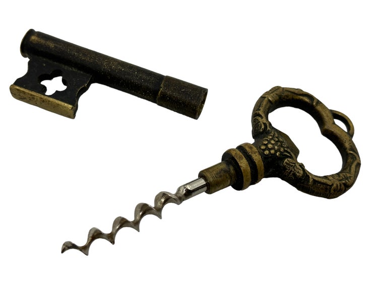 Vintage Bronze Key Corkscrew and Bottle Opener Metal Breweriana Barware ...