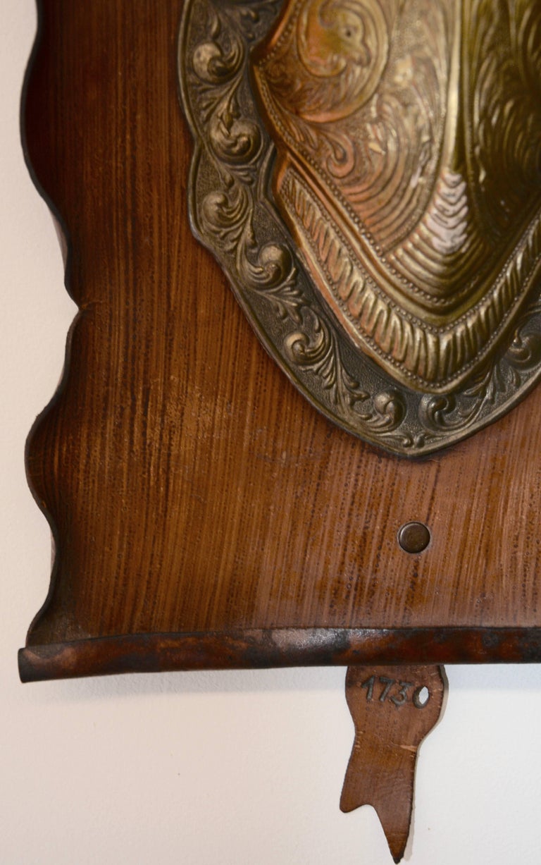 Bronze Shield on Rustic Leather Scroll Wall Hanging For Sale at 1stDibs ...