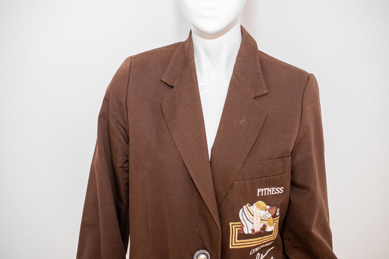 Vintage Brown Cotton Blazer Fitness For Sale at 1stDibs