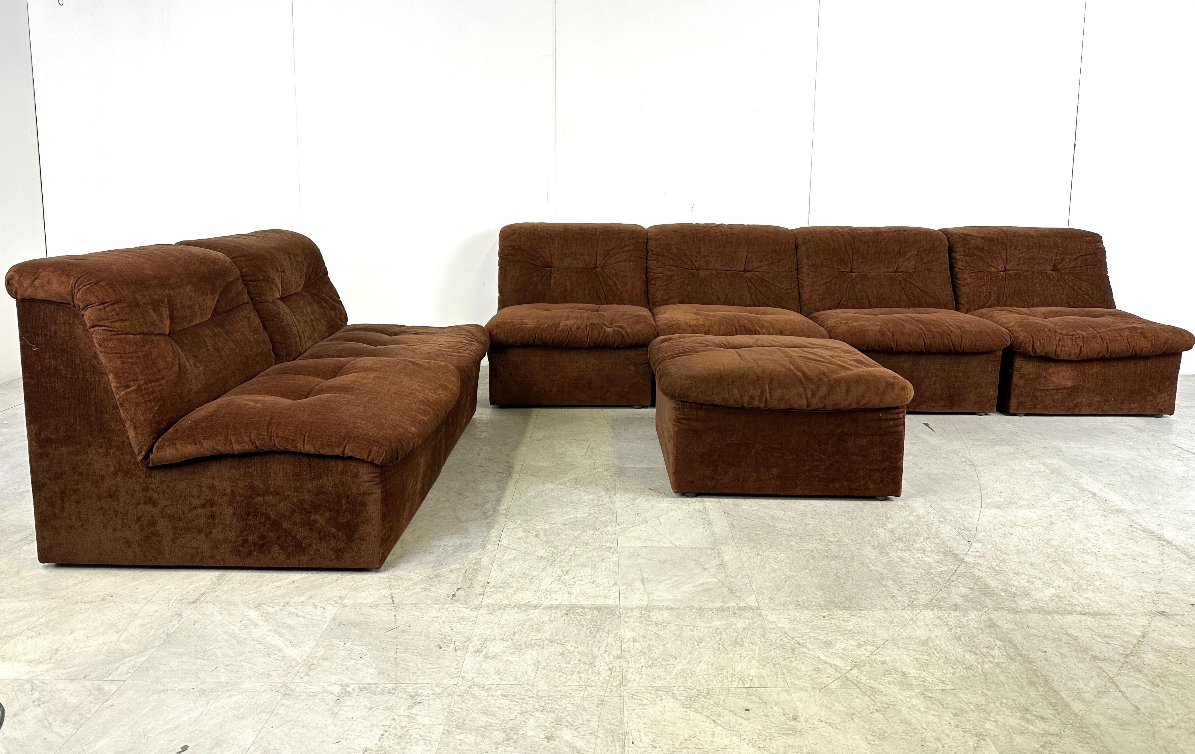 Vintage brown fabric modular sofa, 1970s at 1stDibs | 1970s modular ...